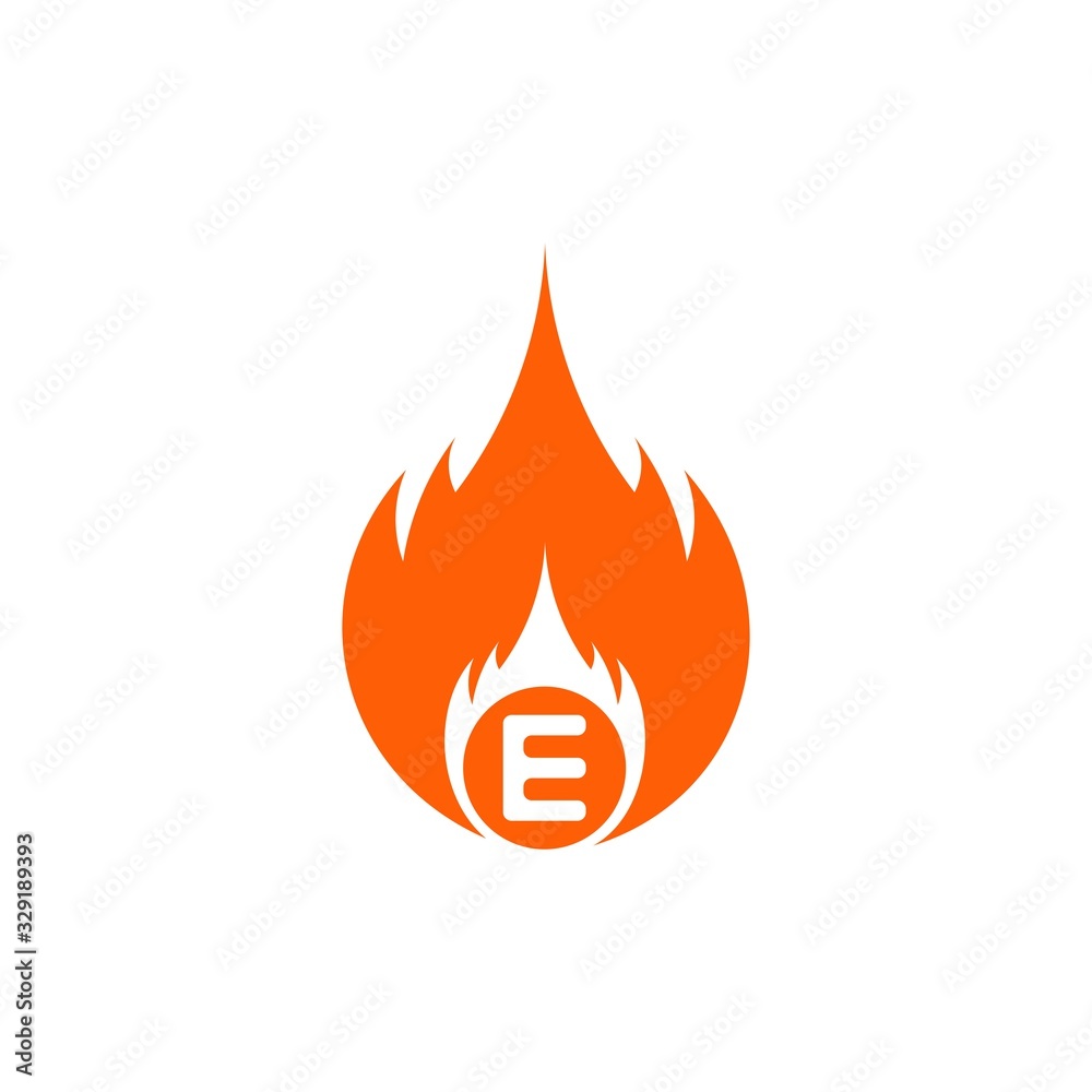 Logo E fire flat vector icon template Stock Illustration | Adobe Stock
