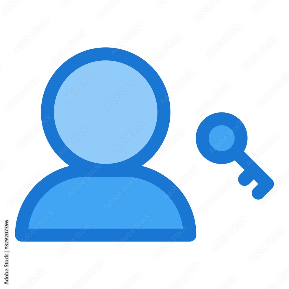 User access icon in flat style. User with key symbol illustration for ...