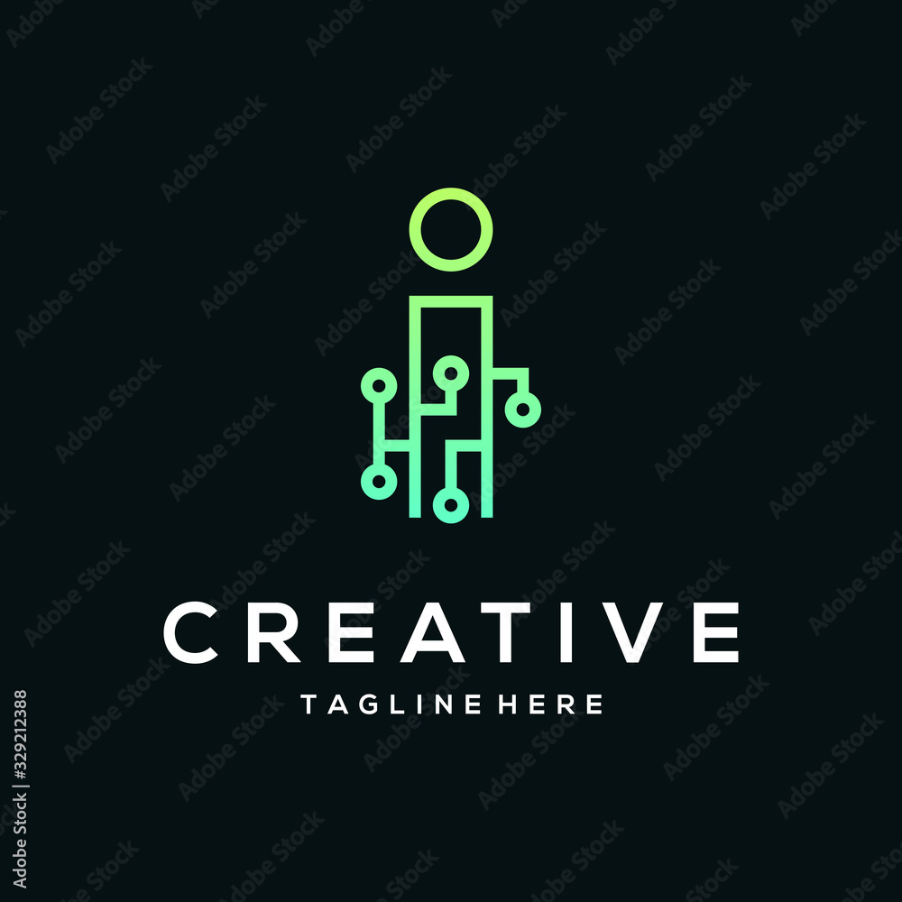 Letter I Line Circuit Modern Abstract Creative Icon Technology Logo ...