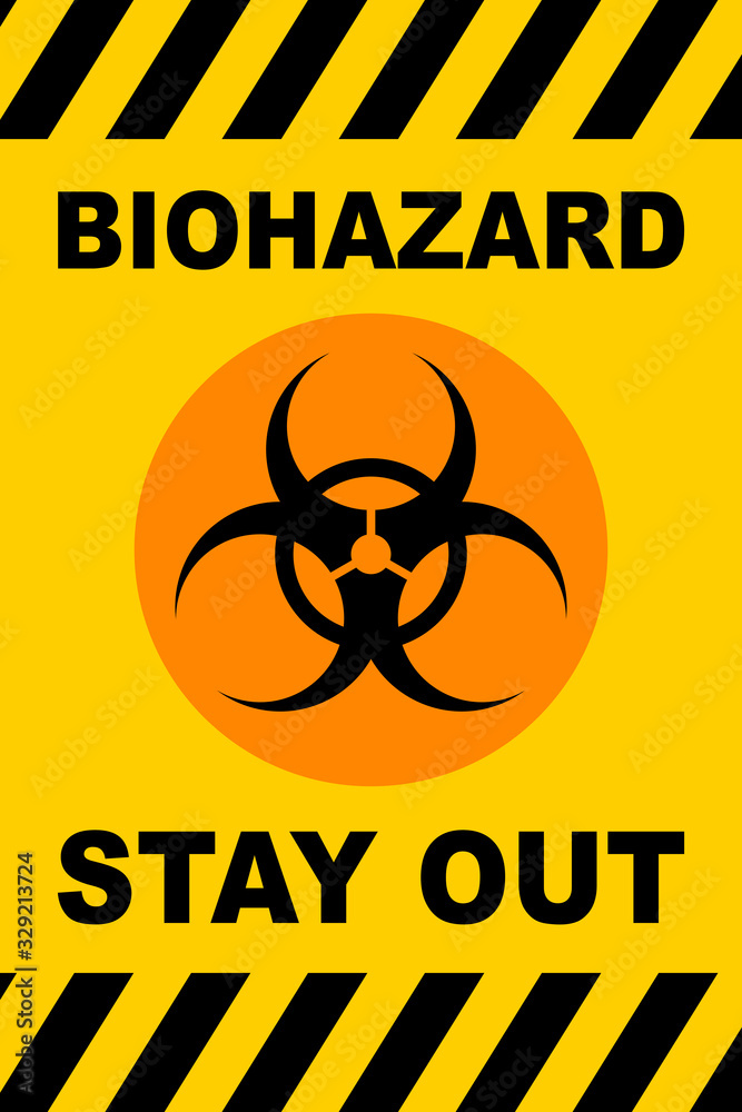 Biohazard Stay Out sign. Flat style. Isolated. Stock Vector | Adobe Stock