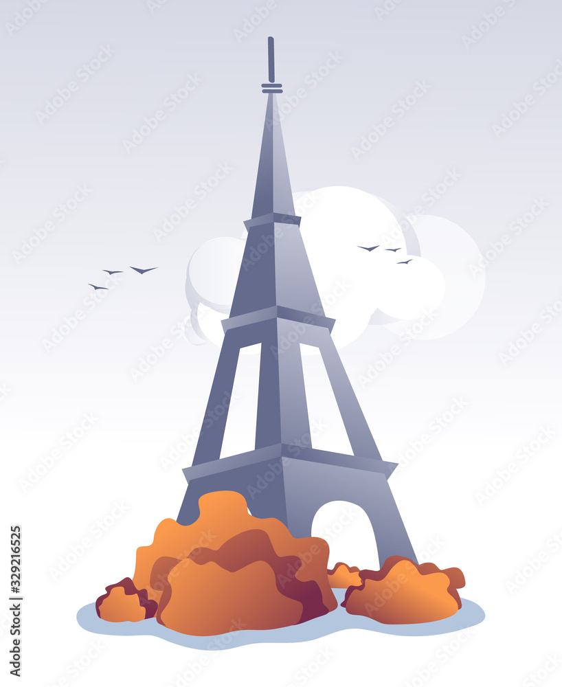 Cartoon European Famous Historic Building. Metal Construction. Flat Old ...