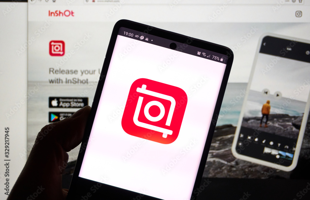 Inshot application on Android cellphone screen Stock Photo | Adobe Stock