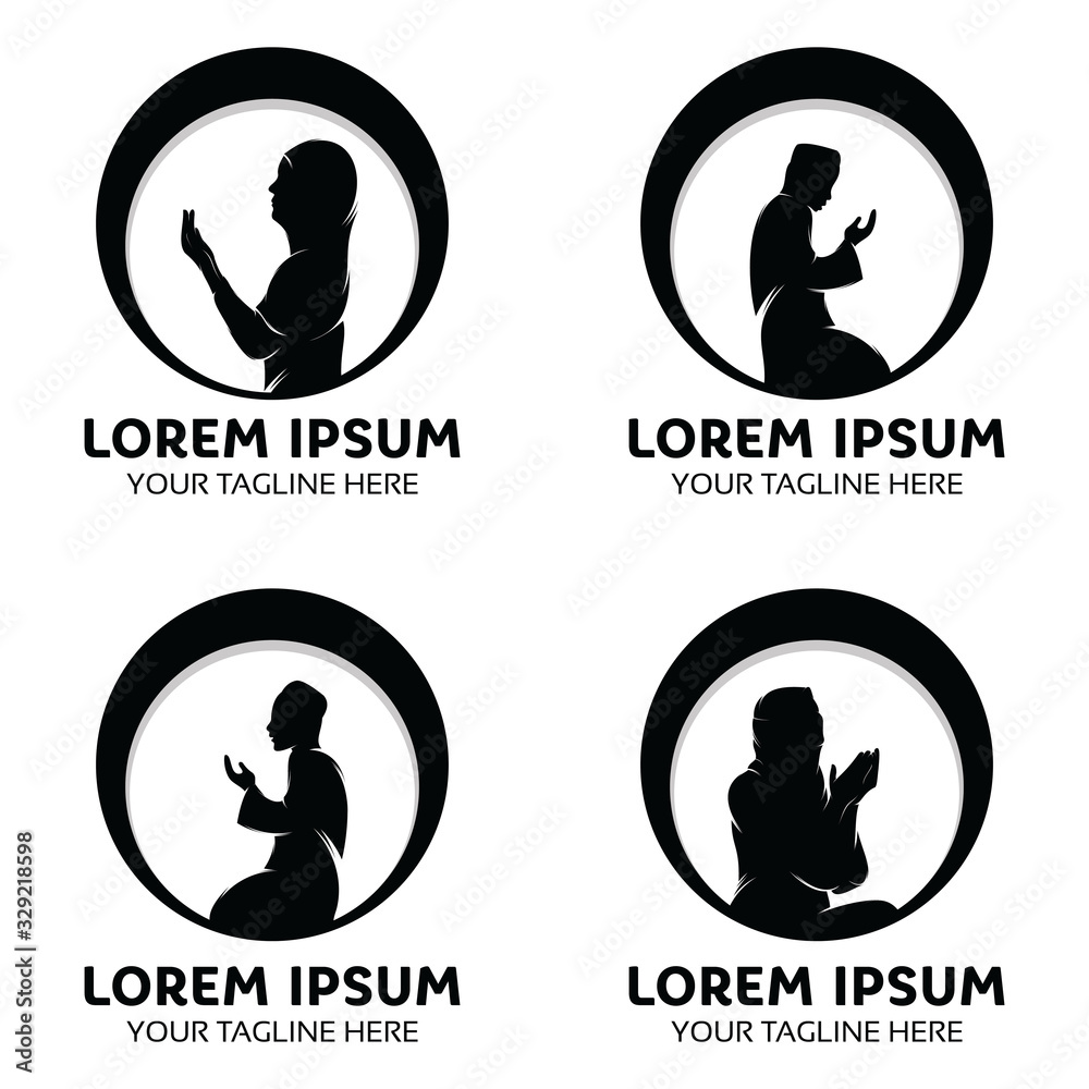 Collection of muslim logo praying to Allah - Design Template ...
