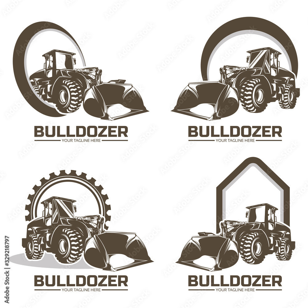 Collection of bulldozer logo design template illustration Stock Vector ...