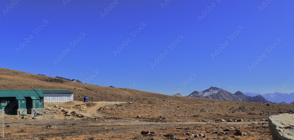 arid landscape or barren landscape of bum la pass in tawang district ...