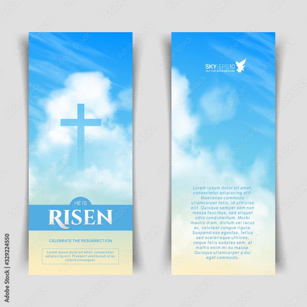 Christian religious design for Easter celebration. Narrow vertical ...