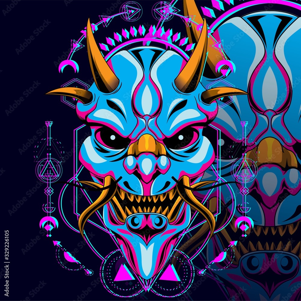 ONI MASK GEOMETRIC GLITCH NEW Stock Vector | Adobe Stock