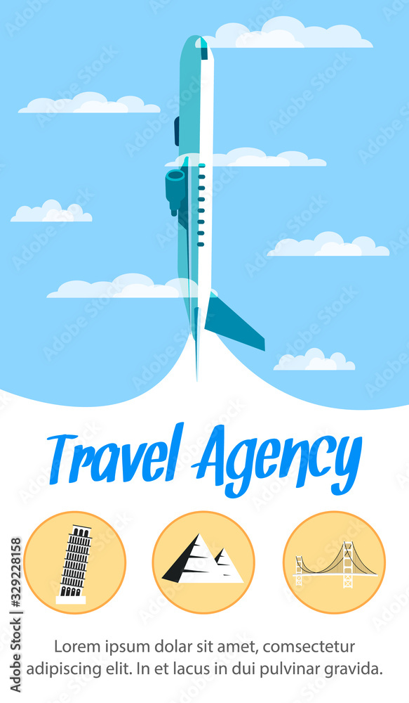 Travel Agency, Airlines Vertical Flyer Template. Tour Operator Banner ...