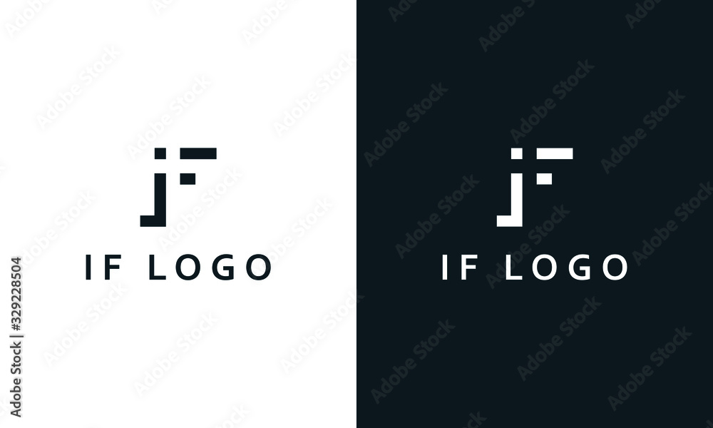 Minimal abstract line art letter IF logo. This logo icon incorporate ...