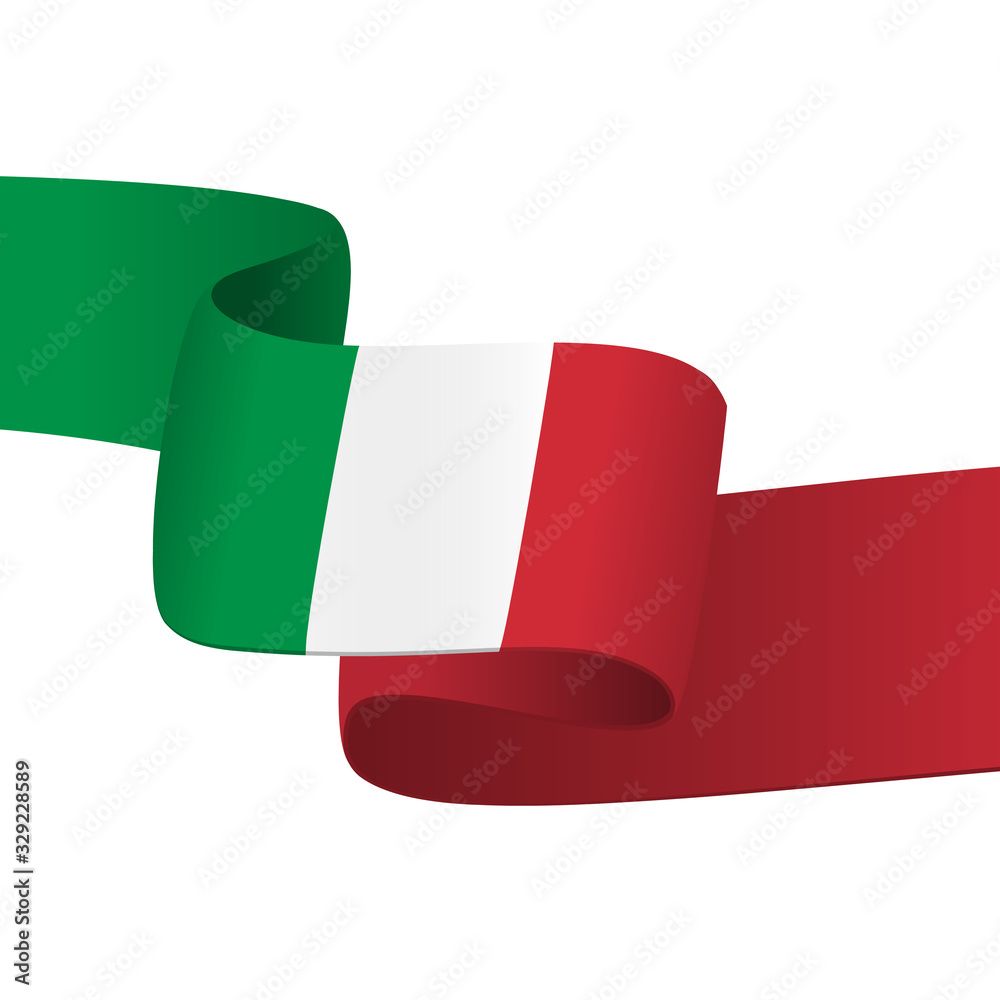 Italian flag ribbon on white background Stock Illustration | Adobe Stock