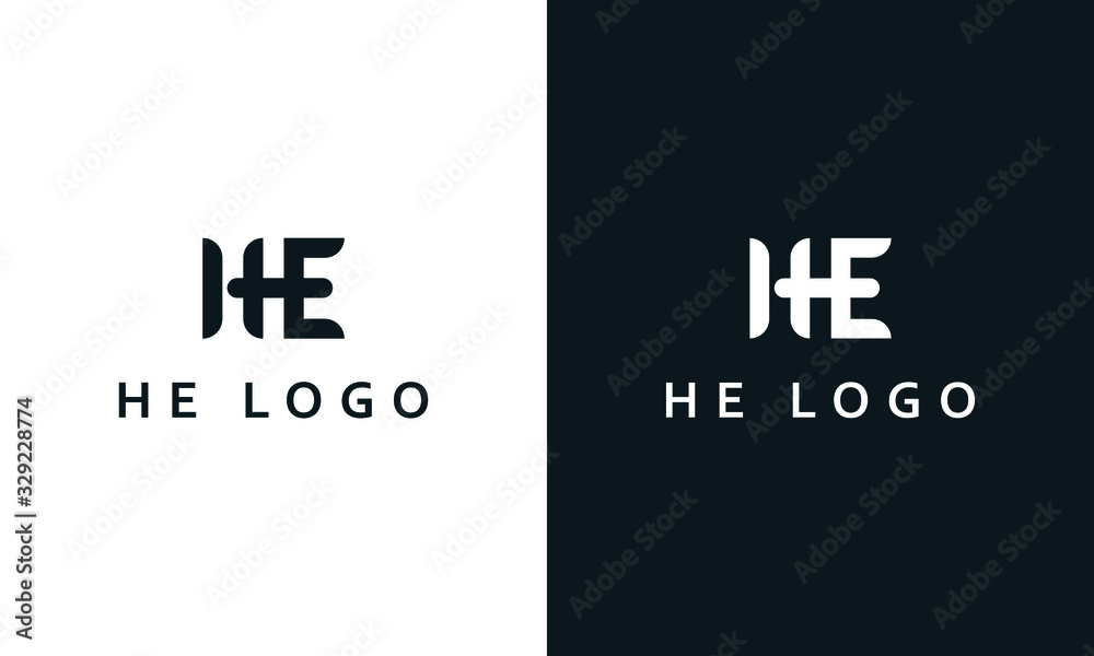 Minimal abstract line art letter HE logo. This logo icon incorporate ...