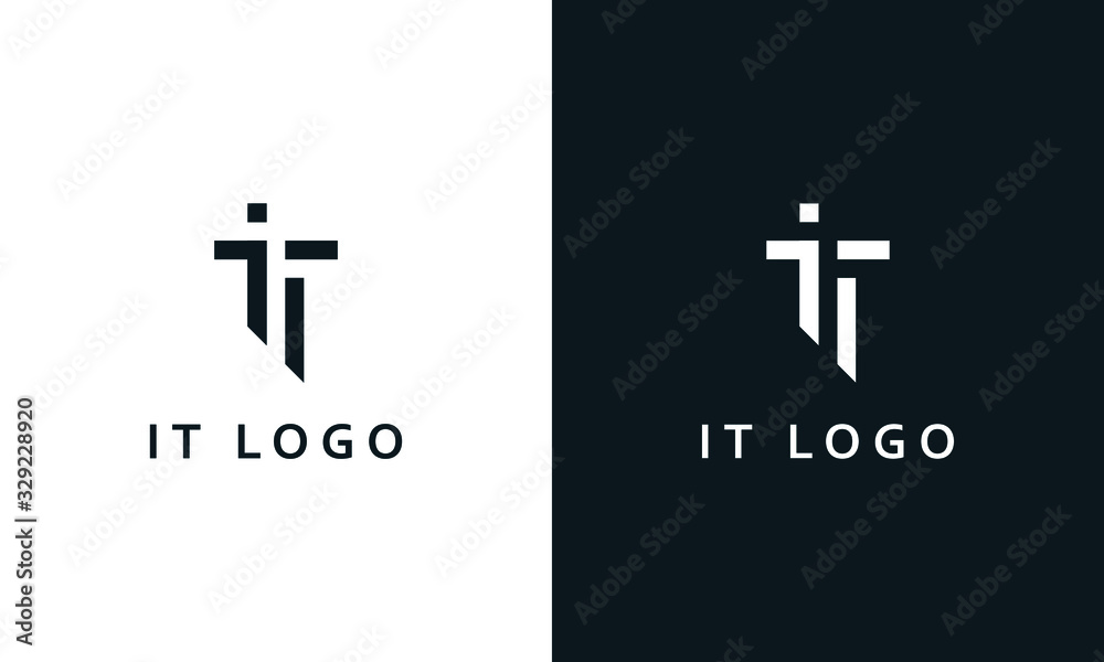 Elegant abstract line art letter IT logo. This logo icon incorporate ...