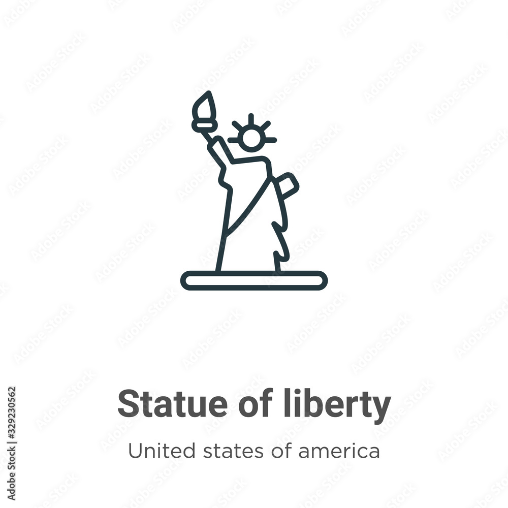 Statue of liberty outline vector icon. Thin line black statue of ...