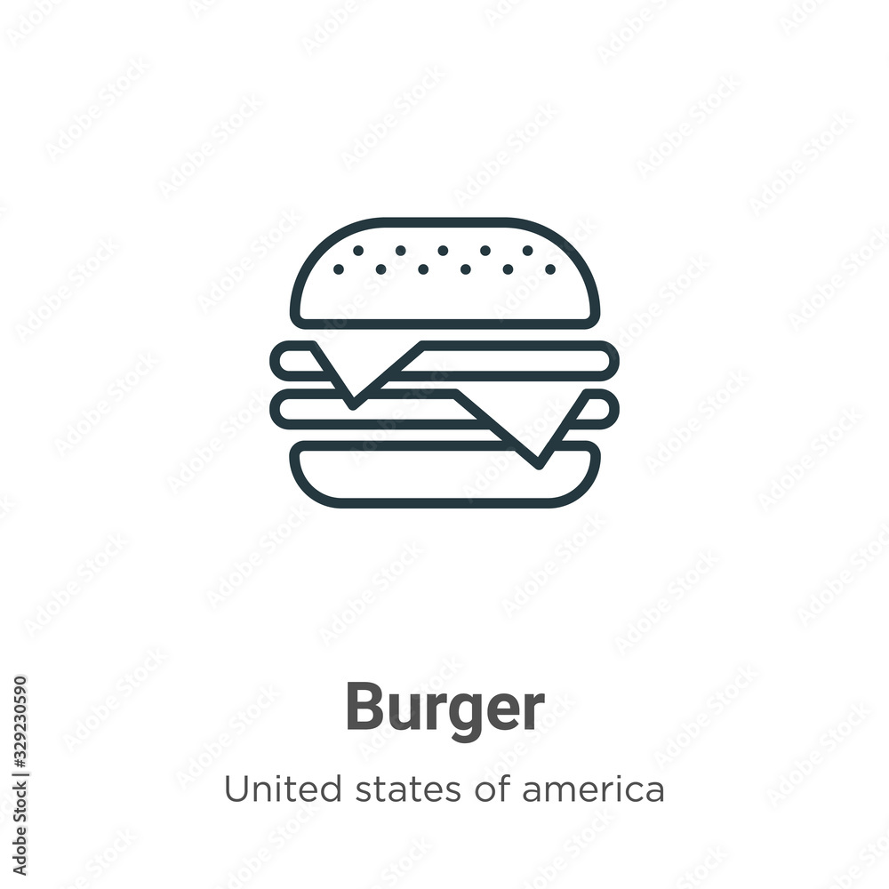 Vecteur Stock Burger outline vector icon. Thin line black burger icon ...