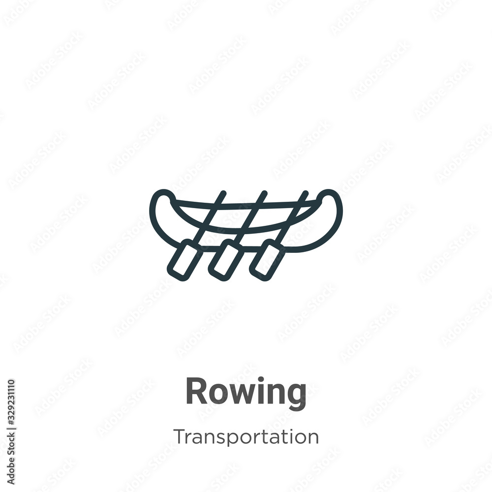 Rowing outline vector icon. Thin line black rowing icon, flat vector ...