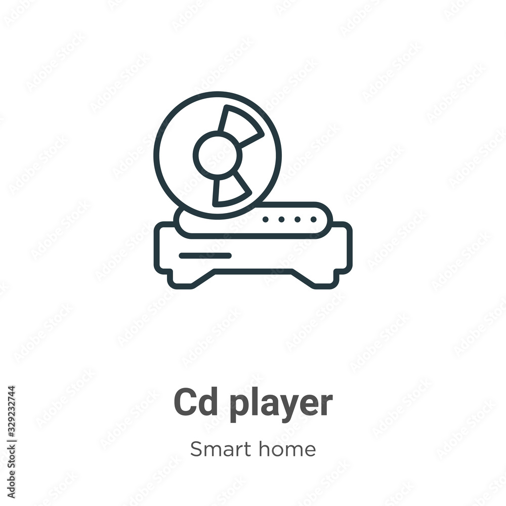 Vecteur Stock Cd player outline vector icon. Thin line black cd player ...