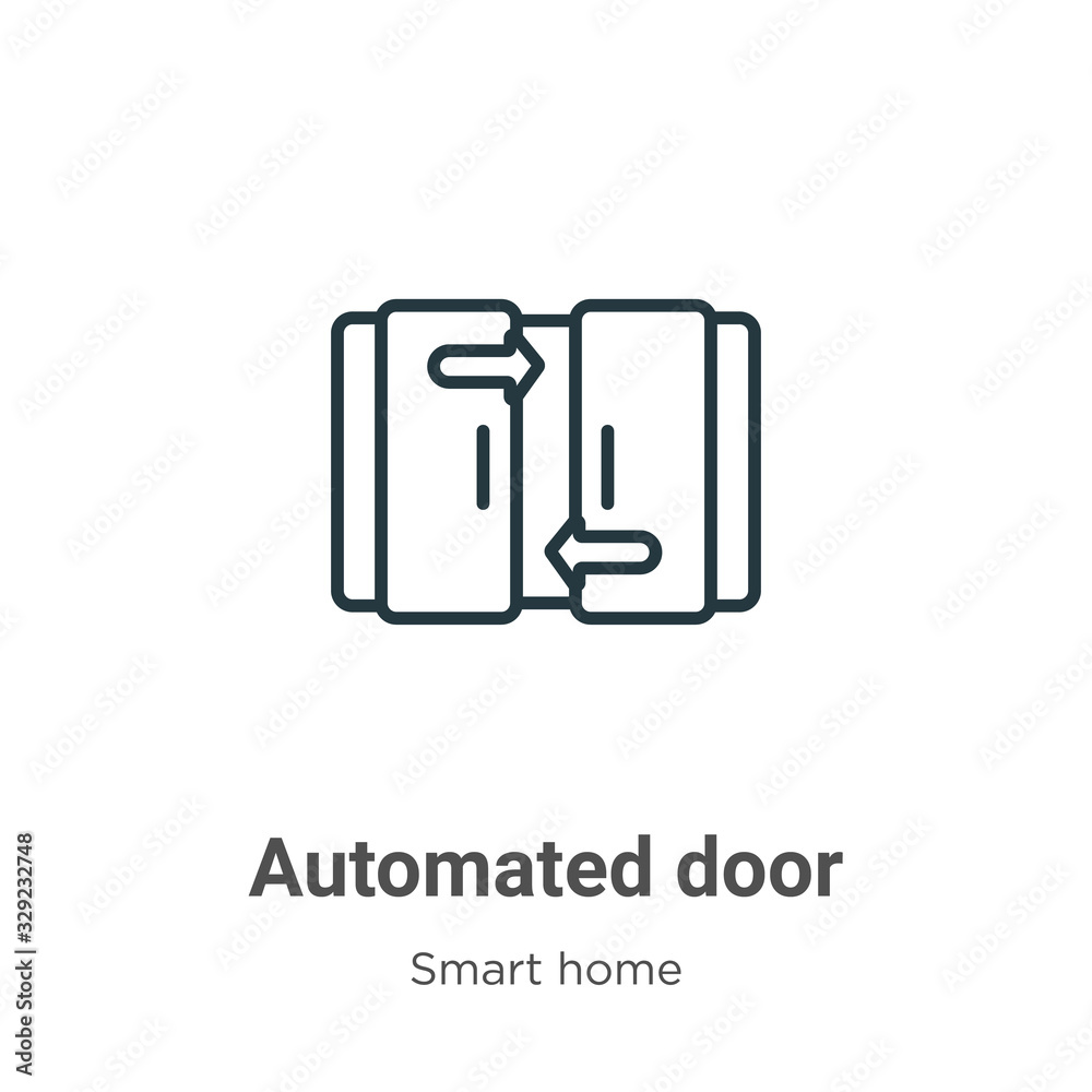 Automated door outline vector icon. Thin line black automated door icon ...