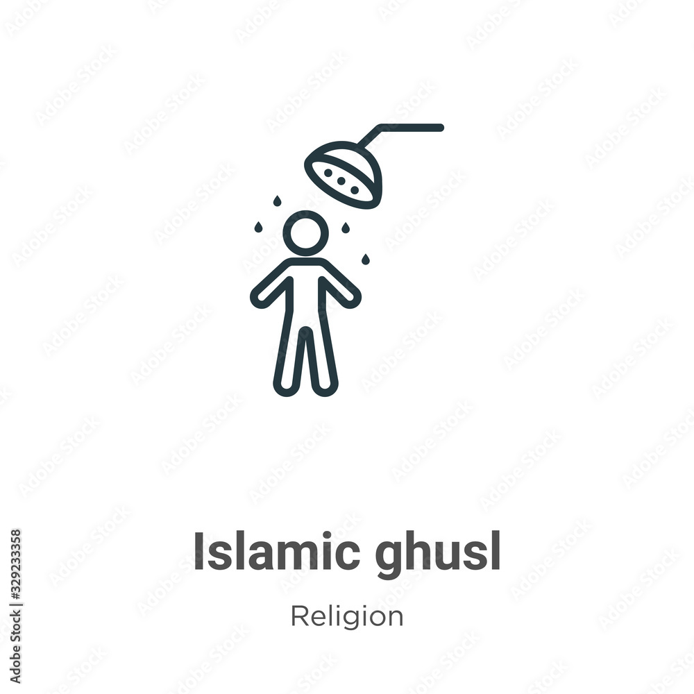 Islamic Ghusl Outline Vector Icon Thin Line Black Islamic Ghusl Icon