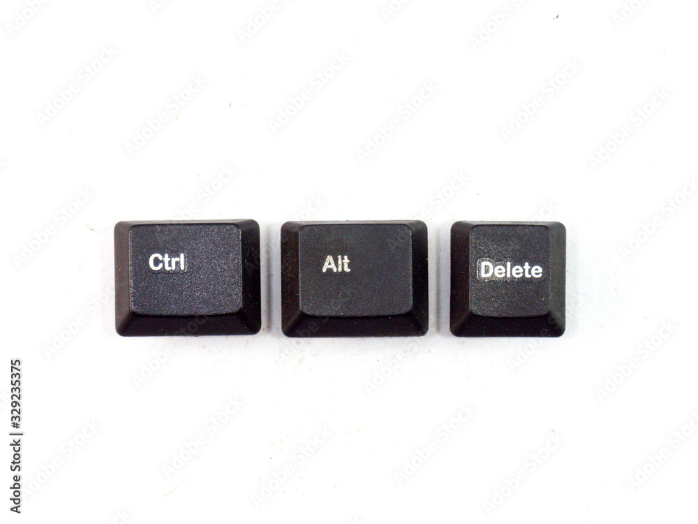 Computer Keyboard button ,Ctrl,Alt,Delete on white background Stock ...