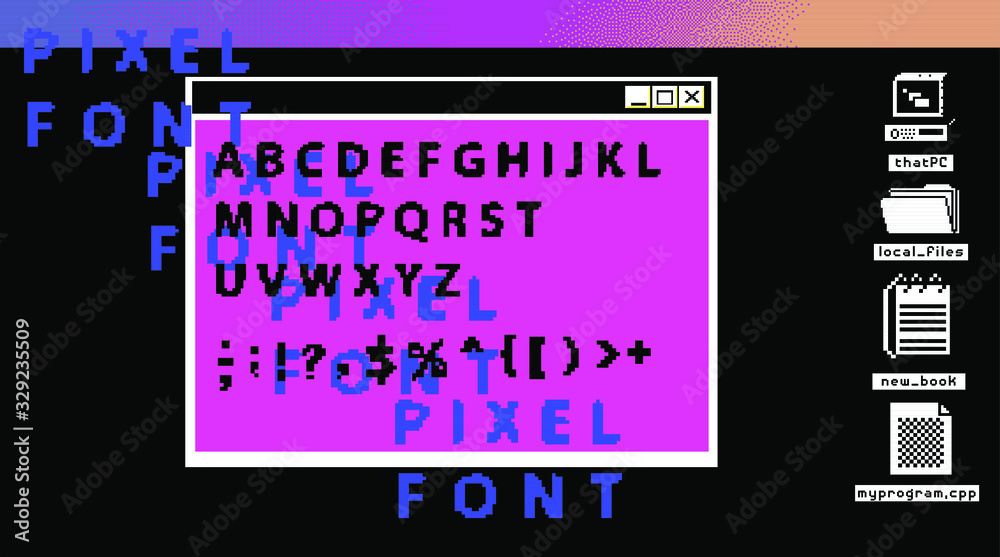 Pixel alphabet letters and punctuation marks. Modern stylish font or ...