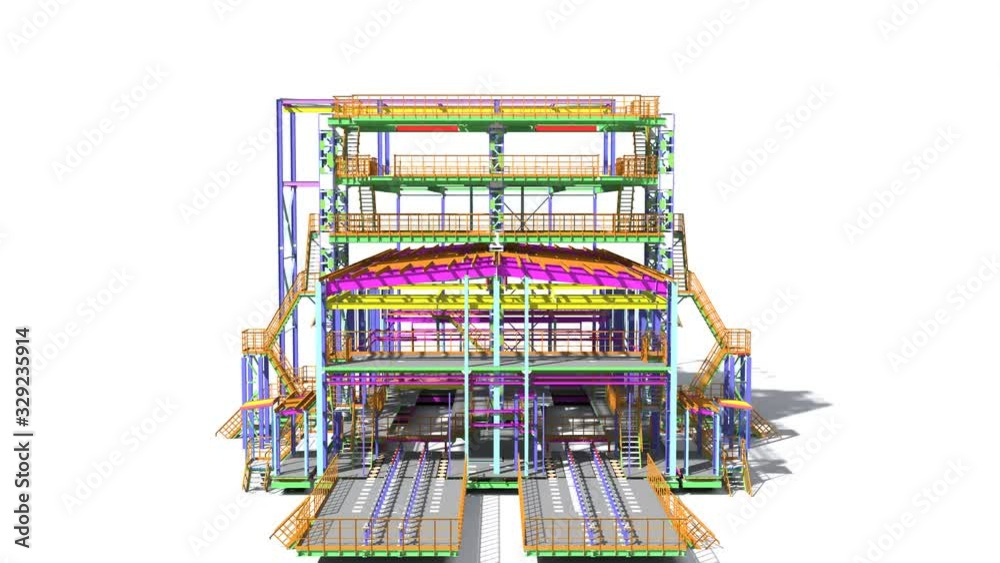 Video „Animation of a BIM model of a building structure made of metal ...