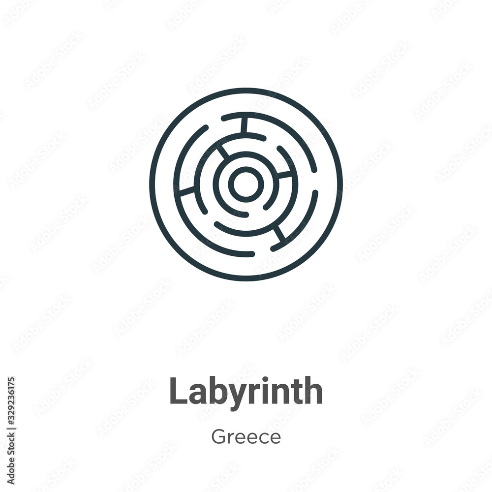 Labyrinth outline vector icon. Thin line black labyrinth icon, flat ...