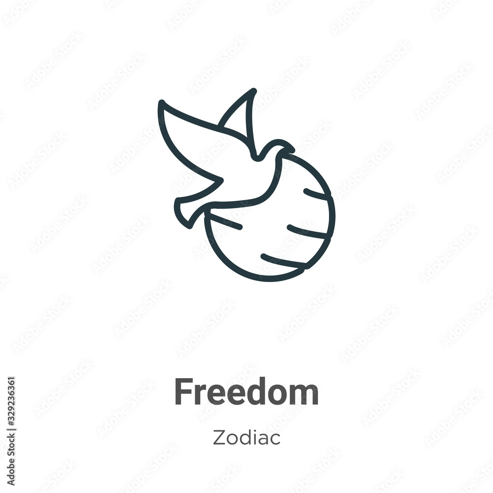 Freedom outline vector icon. Thin line black freedom icon, flat vector ...