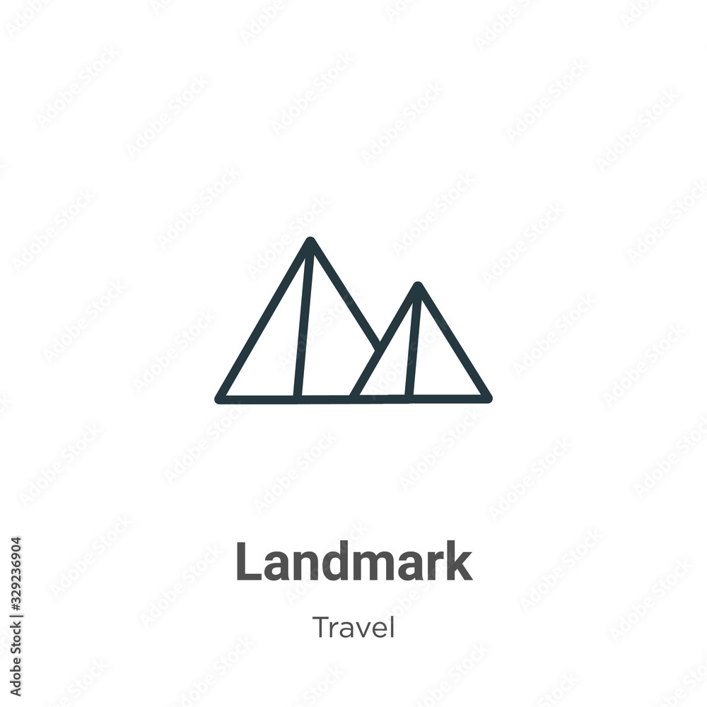 Landmark outline vector icon. Thin line black landmark icon, flat ...