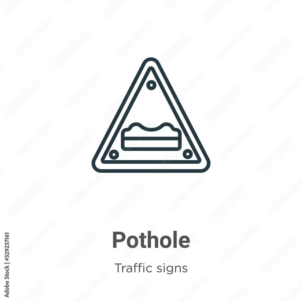 Pothole outline vector icon. Thin line black pothole icon, flat vector simple element ...