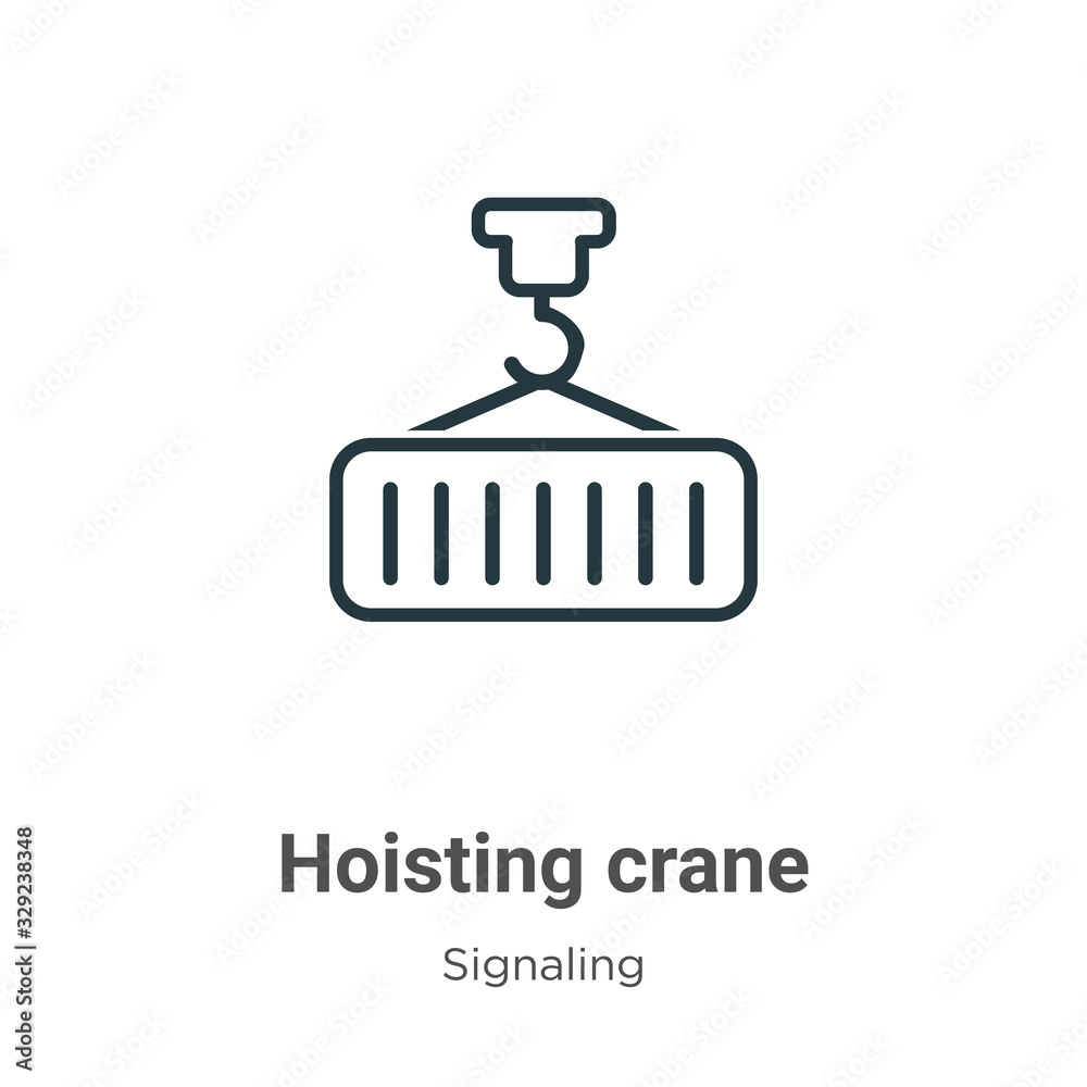 Hoisting crane outline vector icon. Thin line black hoisting crane icon ...