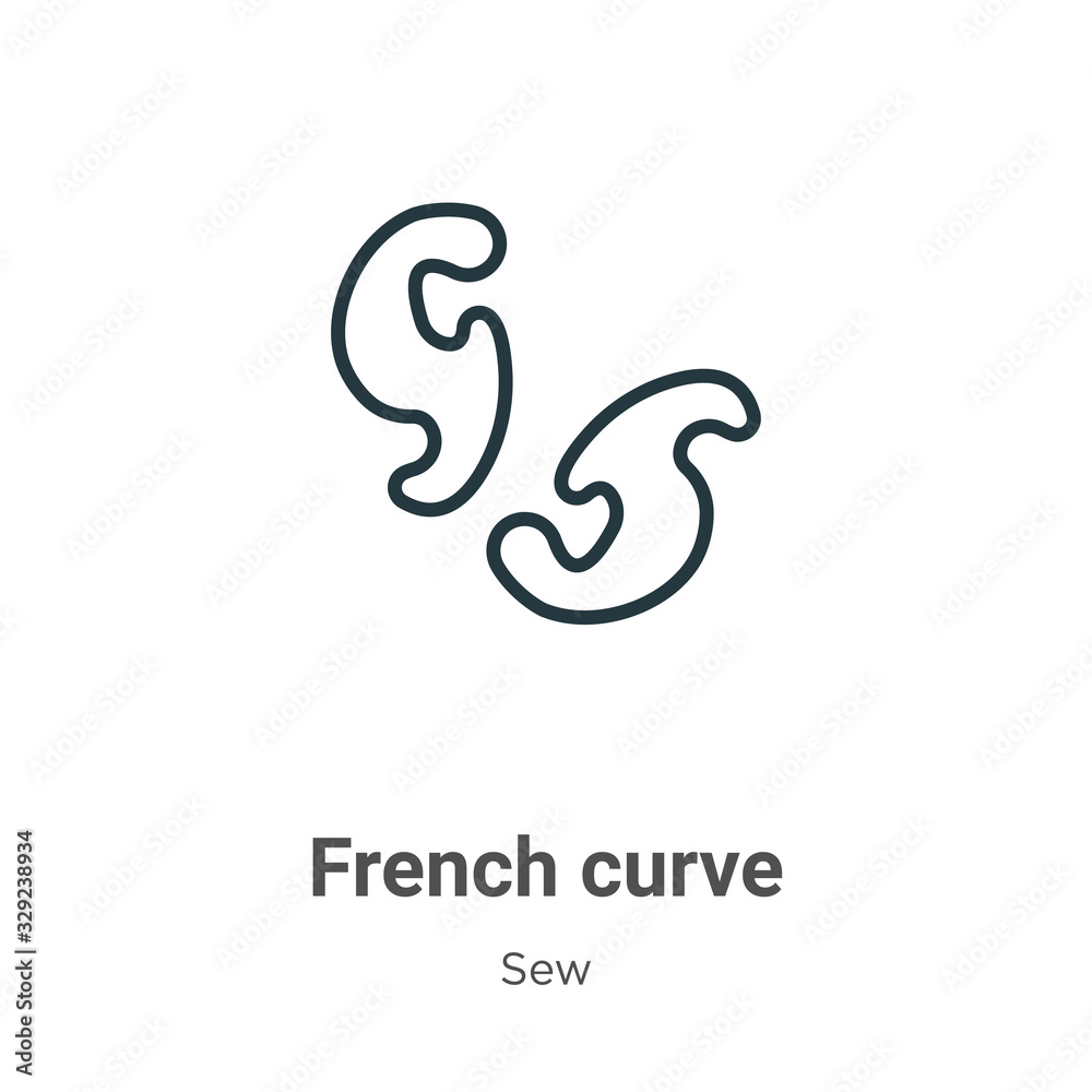 French curve outline vector icon. Thin line black french curve icon ...
