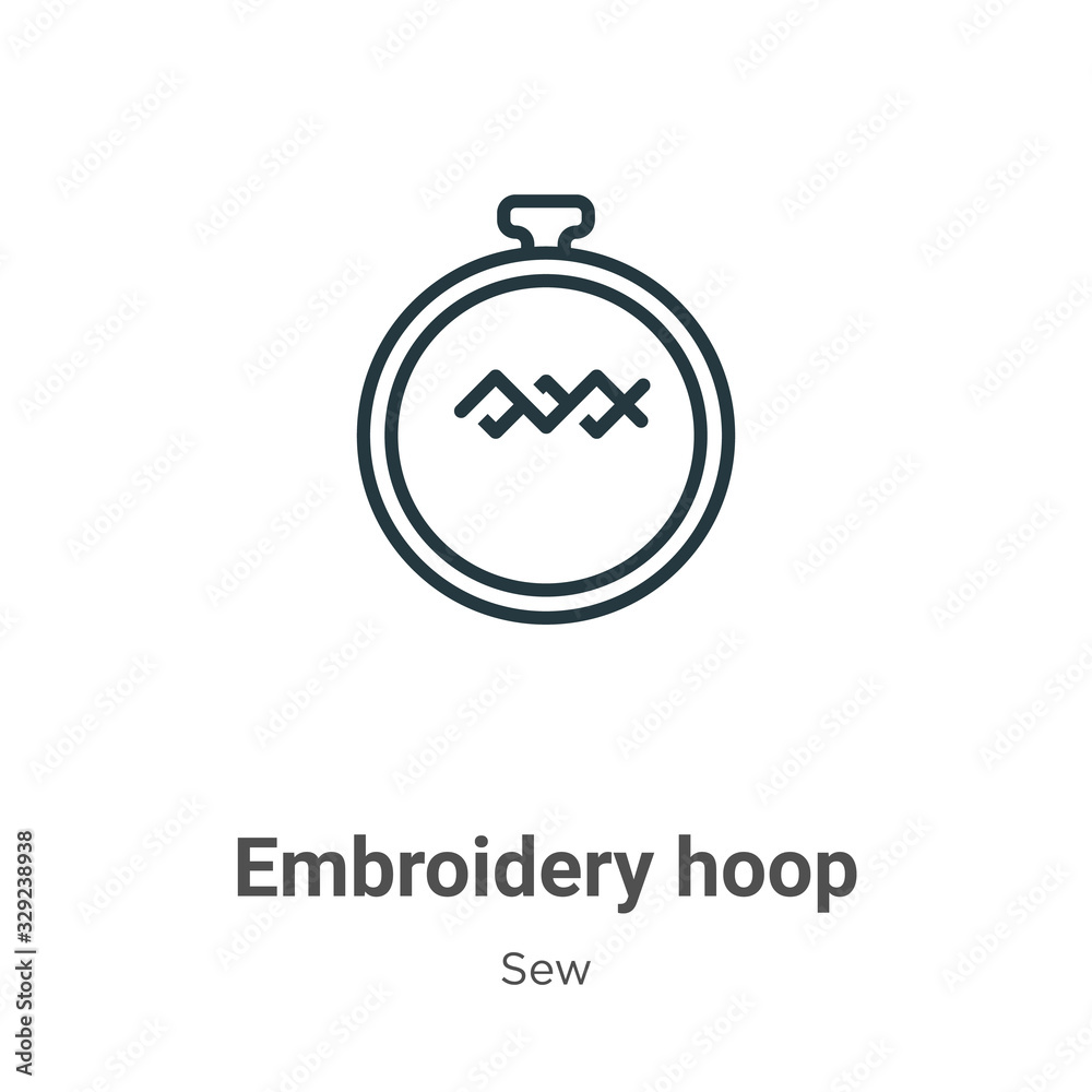 Embroidery hoop outline vector icon. Thin line black embroidery hoop ...