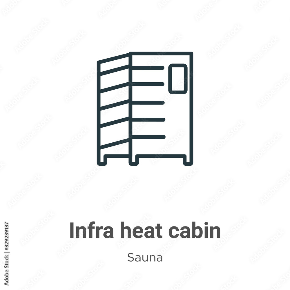 Infrared heat cabin outline vector icon. Thin line black infrared heat ...