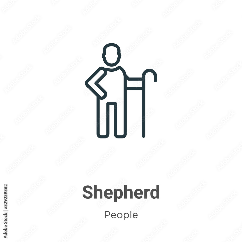 Shepherd outline vector icon. Thin line black shepherd icon, flat ...