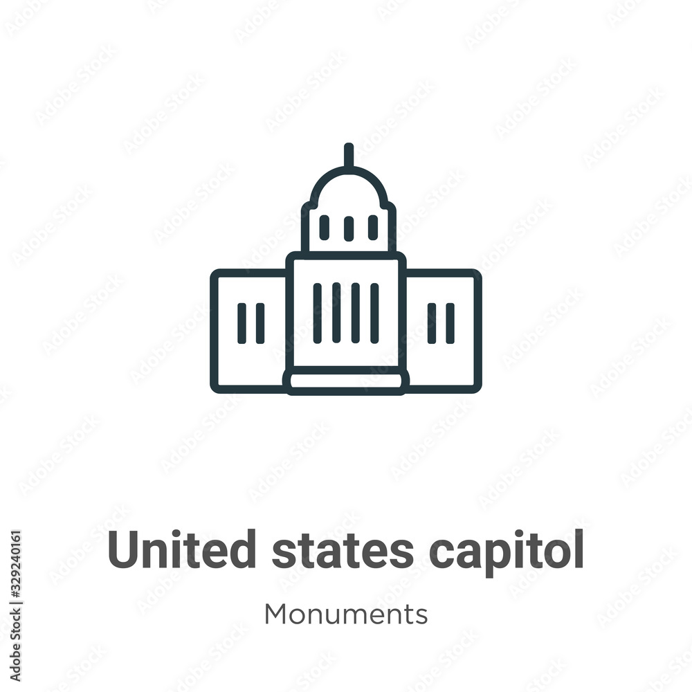 United states capitol outline vector icon. Thin line black united ...