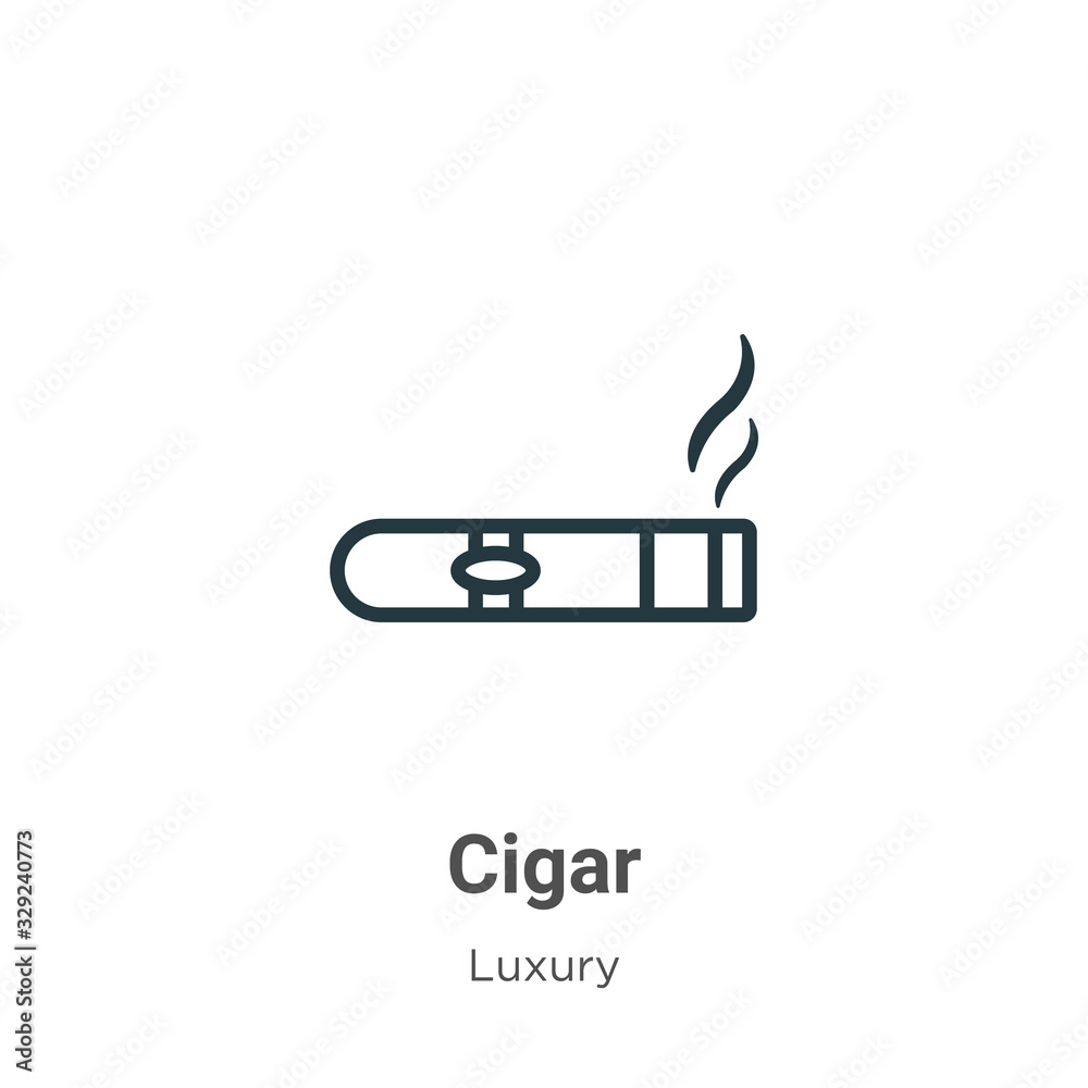 Cigar outline vector icon. Thin line black cigar icon, flat vector simple element illustration ...