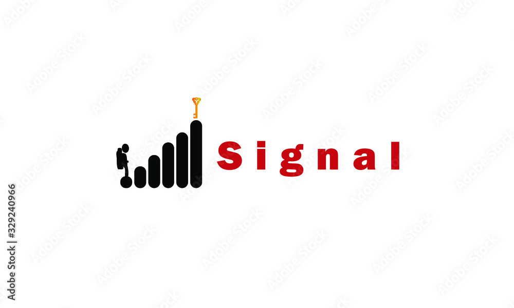signal logo illustrations of stairs and gold key Stock Vector | Adobe Stock