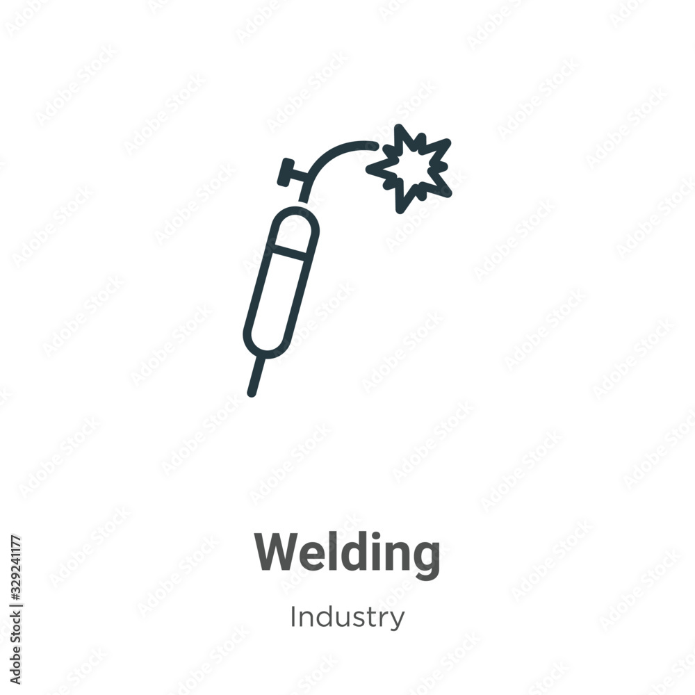 Welding outline vector icon. Thin line black welding icon, flat vector ...