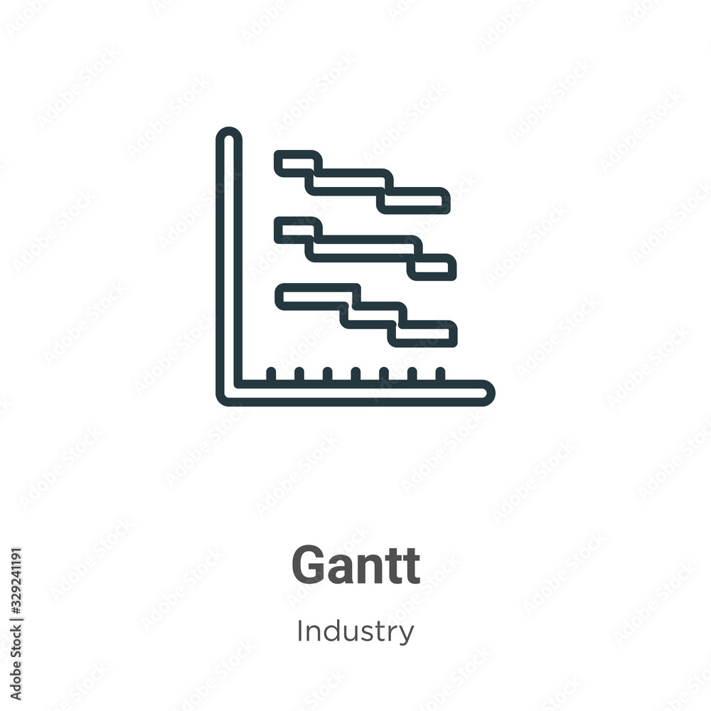 Gantt outline vector icon. Thin line black gantt icon, flat vector ... Gantt outline vector icon. Thin line black gantt icon, flat vector ...