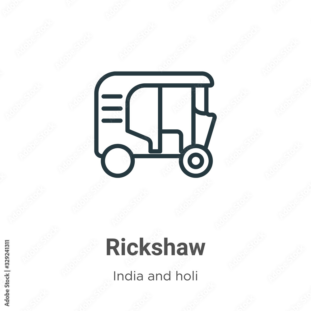 Rickshaw outline vector icon. Thin line black rickshaw icon, flat ...