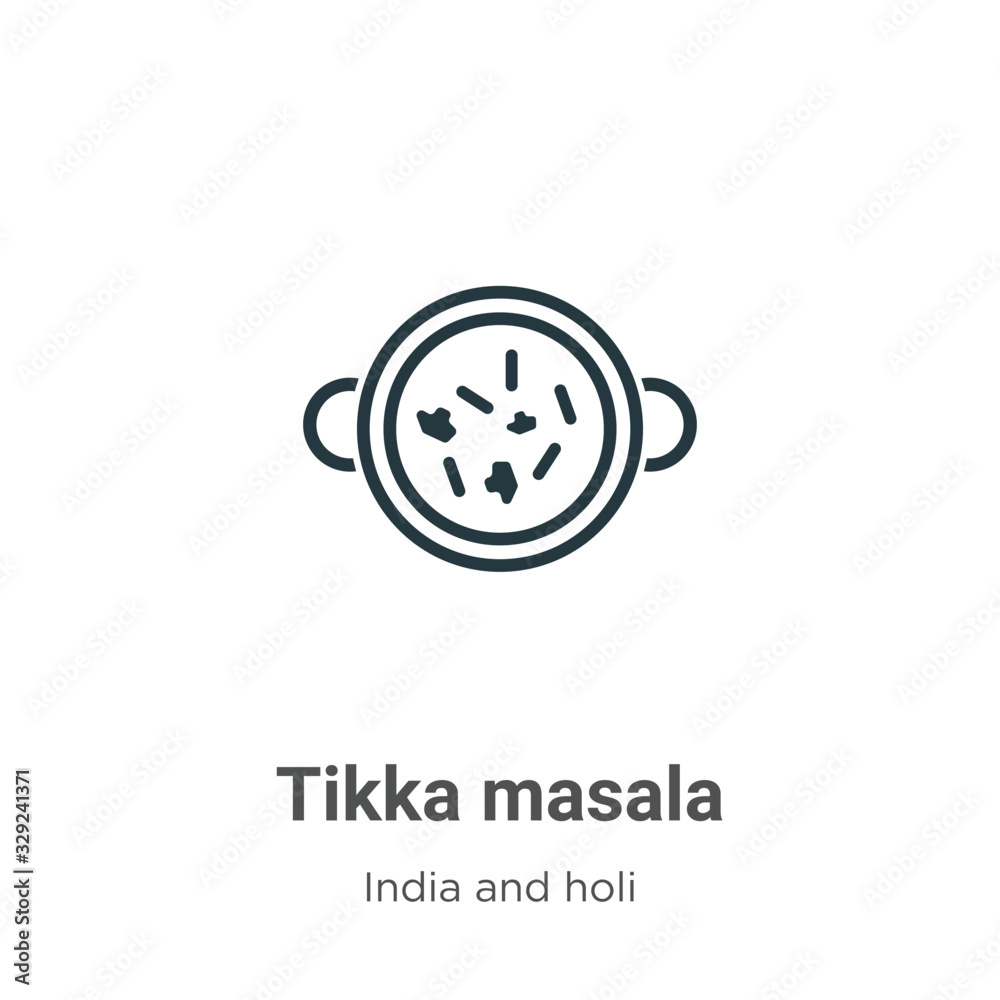 Tikka masala outline vector icon. Thin line black tikka masala icon ...
