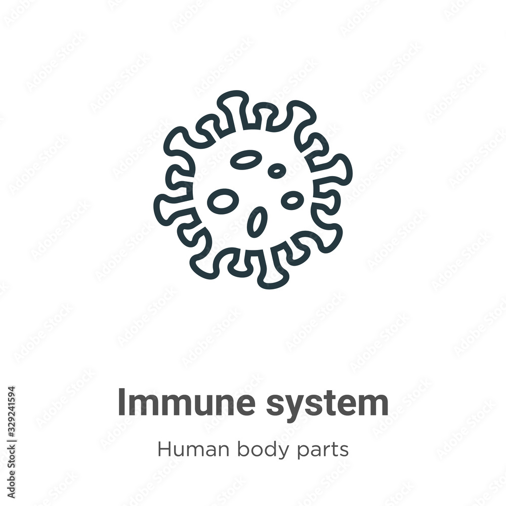 Immune system outline vector icon. Thin line black immune system icon ...