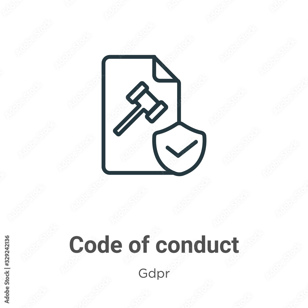 Code of conduct outline vector icon. Thin line black code of conduct ...