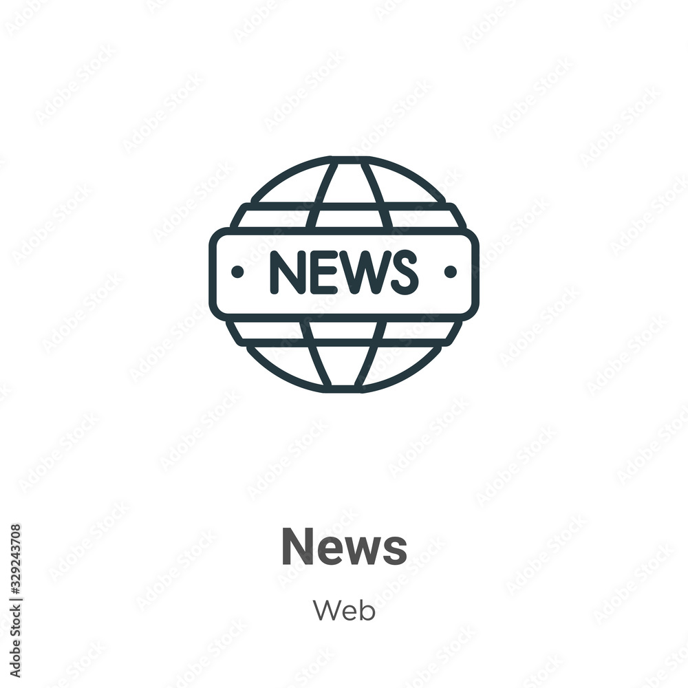 News logo outline vector icon. Thin line black news logo icon, flat ...