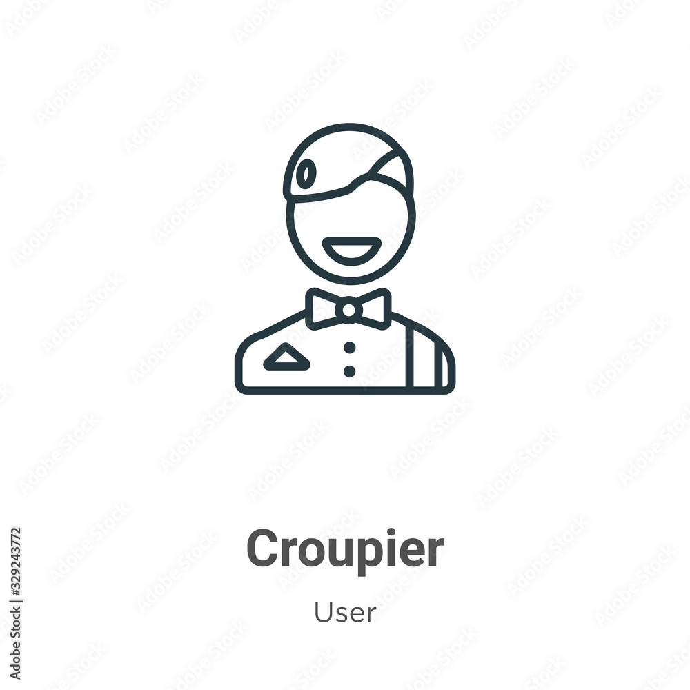 Croupier outline vector icon. Thin line black croupier icon, flat ...