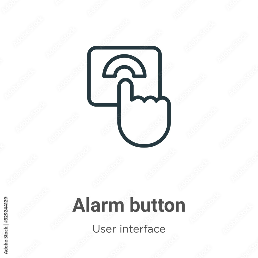 Alarm button outline vector icon. Thin line black alarm button icon ...