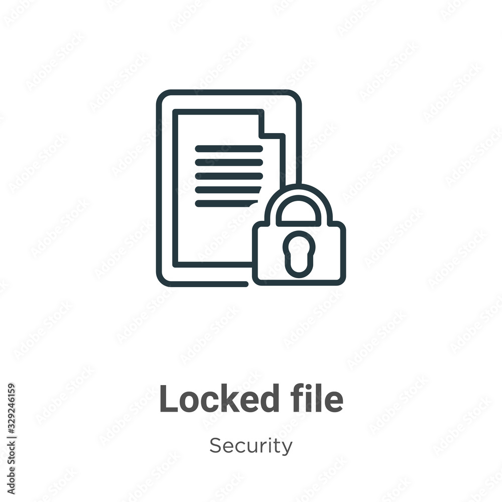 Locked file outline vector icon. Thin line black locked file icon, flat ... Locked file outline vector icon. Thin line black locked file icon, flat ...