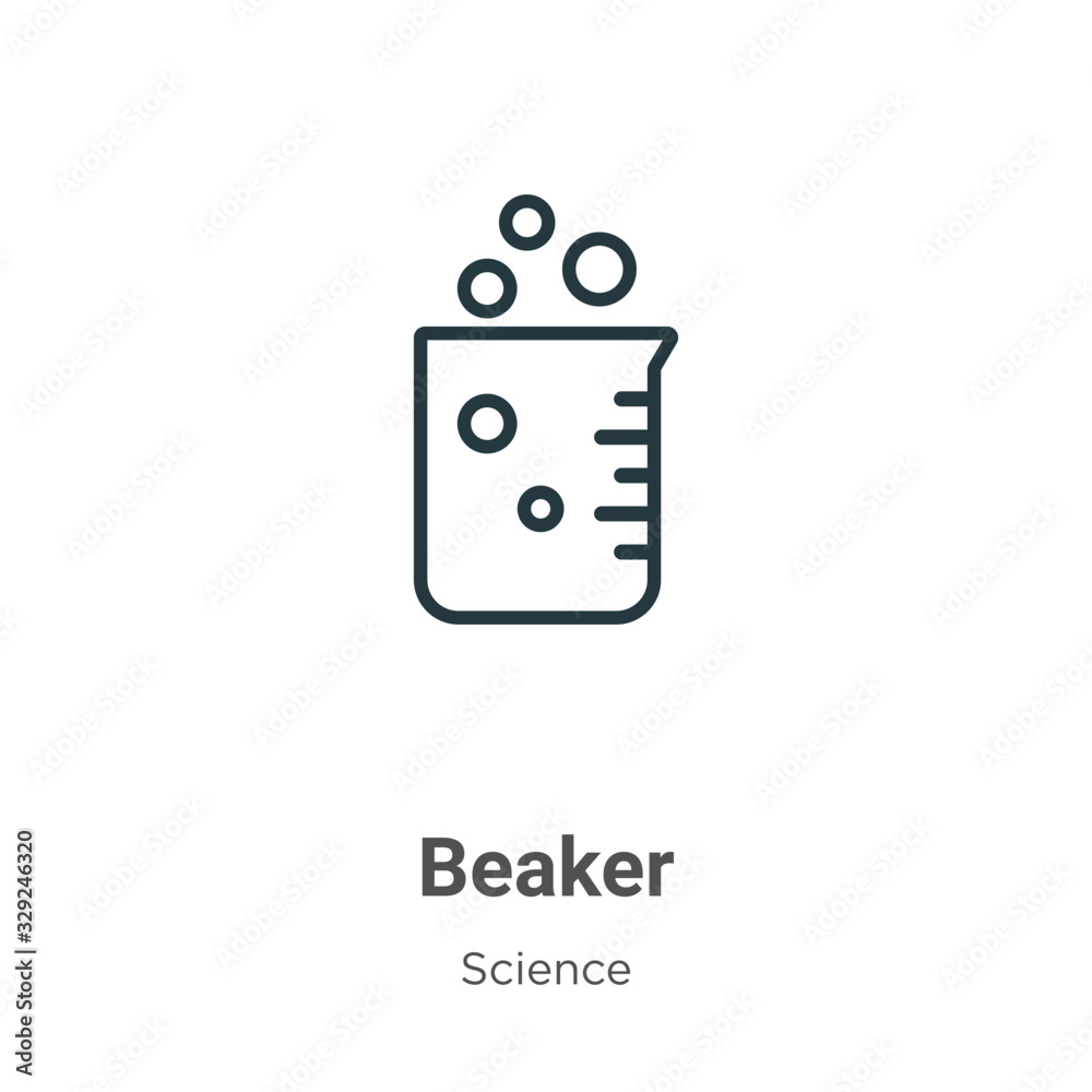 Beaker outline vector icon. Thin line black beaker icon, flat vector ...