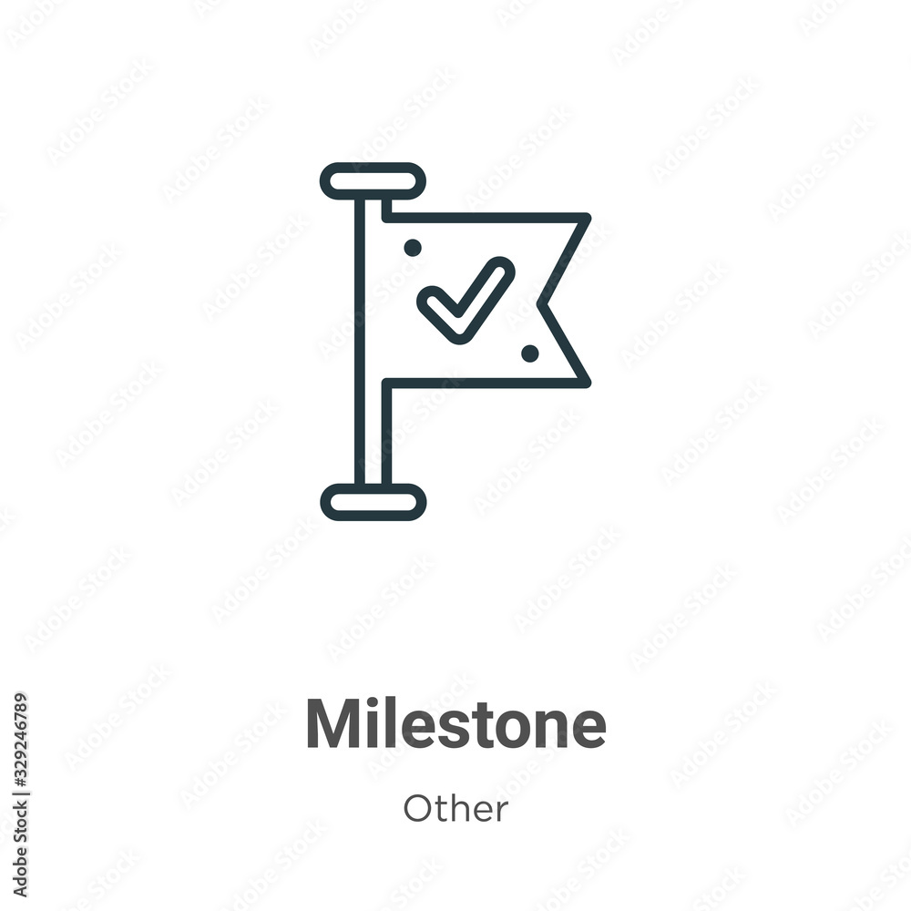Milestone outline vector icon. Thin line black milestone icon, flat ...