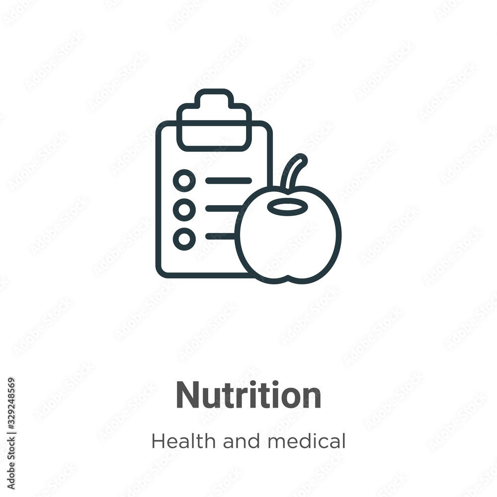 Nutrition outline vector icon. Thin line black nutrition icon, flat ...